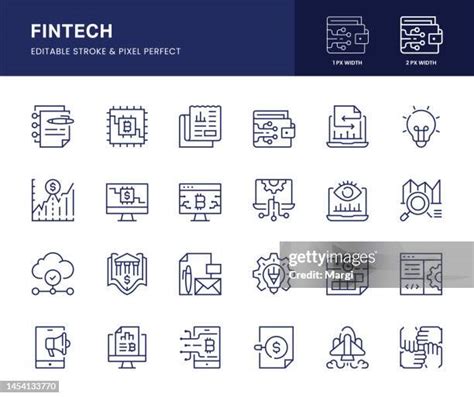Fintech Line Icons This Icon Set Consists Of Cryptocurrency Digital Wallet Electronic Banking