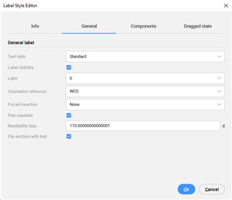 Label Style Editor Dialog Box BricsCAD Lite Pro Bricsys Help Center