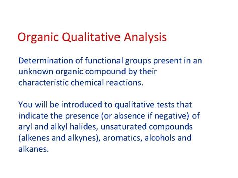 Organic Qualitative Analysis Determination Of Functional Groups Present