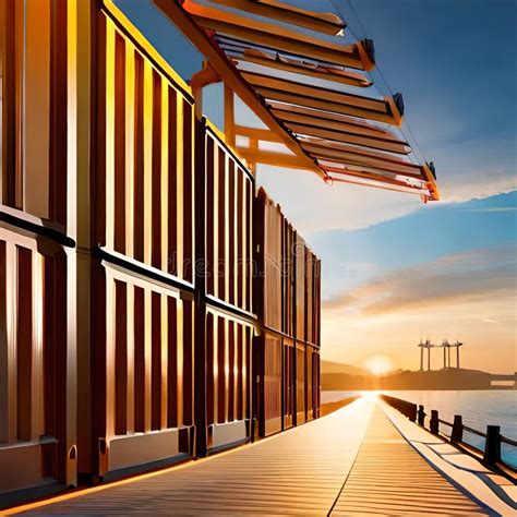 View Of Loading And Unloading Containers In The Maritime Port For Logistics And Domestic Stock
