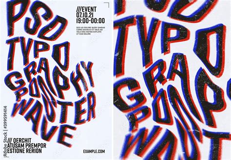Warped Text Poster Effect Mockup Stock Template Adobe Stock