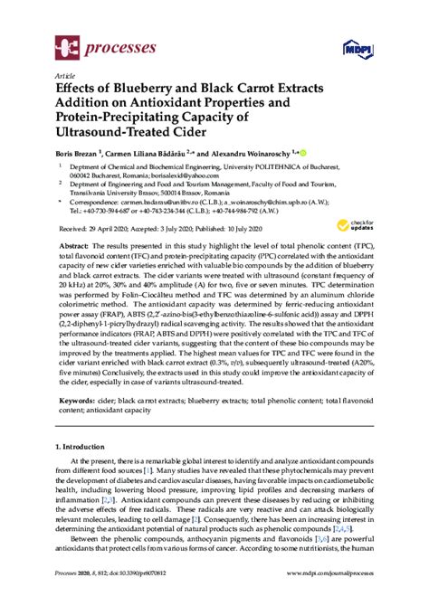 Pdf Effects Of Blueberry And Black Carrot Extracts Addition On Antioxidant Properties And