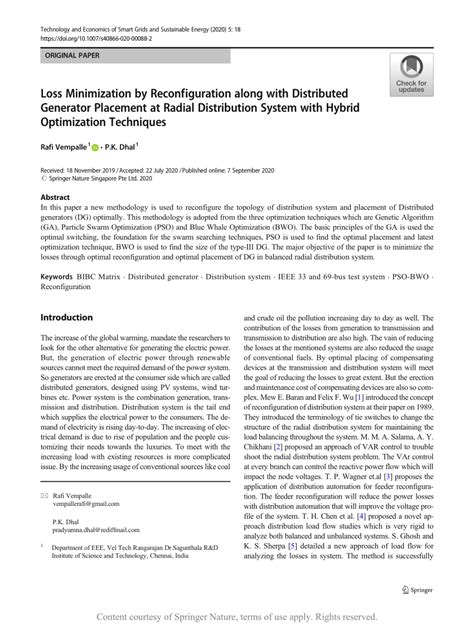 Loss Minimization By Reconfiguration Along With Distributed Generator Placement At Radial