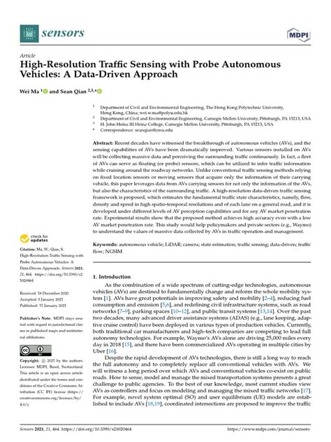 High Resolution Traffic Sensing With Probe Autonomous Vehicles A Data Driven Approach Pdf