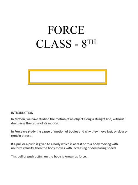 Force Class 8 Pdf Force Electric Charge