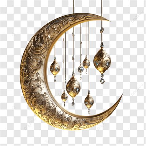 랜턴이있는 고급스러운 황금 초승달 황금 초승달 라마단 등불 이슬람 장식 Png 일러스트 및 이미지 에 대한 무료 다운로드 Pngtree