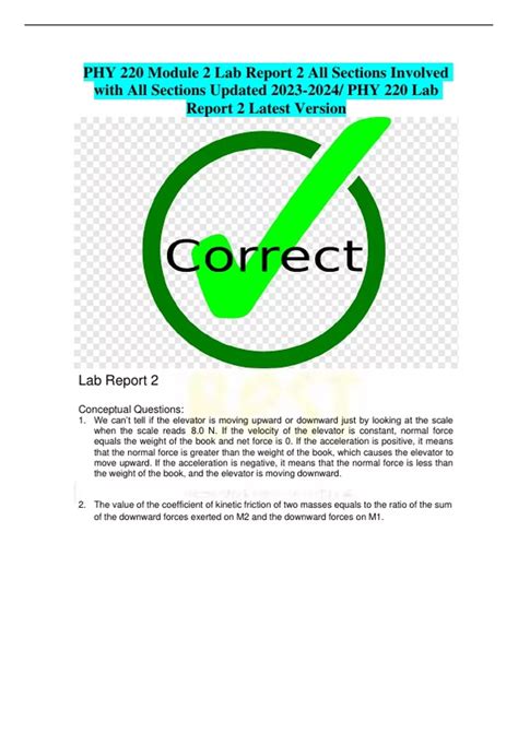 Phy 220 Module 2 Lab Report 2 All Sections Involved With All Sections Updated Phy 220 Lab