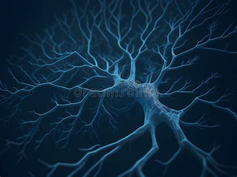 Neuronal Network With Electrical Activity Of Neuron Cells 3d Rendering