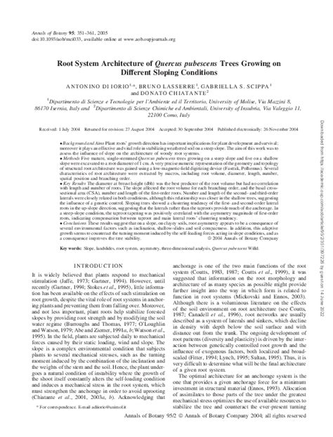 (PDF) Root System Architecture of Quercus pubescens Trees Growing on Different Sloping Conditions