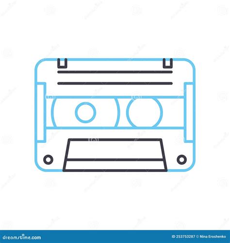 Audio Cassette Line Icon Outline Symbol Vector Illustration Concept