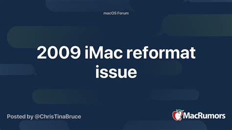 2009 Imac Reformat Issue Macrumors Forums