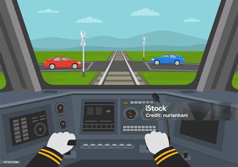 기차 기관차 대시 보드 교차로에 있는 기차의 오두막 열차의 내부 통제 장소 내부 모습 조종석에 대한 스톡 벡터 아트 및 기타 이미지 Istock