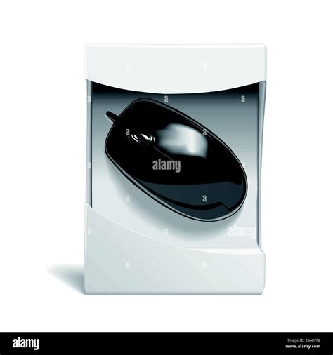 Black Mouse Wrapped In The Box Isolated On White Background Black Mouse Stock Vector Image
