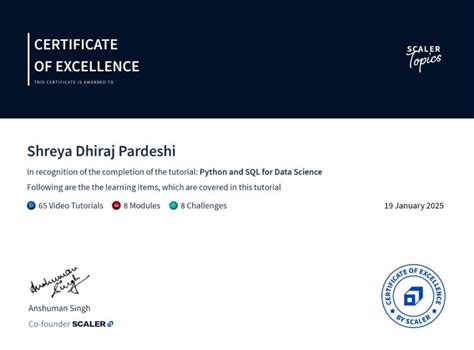 Happy To Share My Milestone Of Completing The Python And Sql For Data