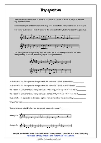 Transposition Handout For 2nd 12th Grade Lesson Planet