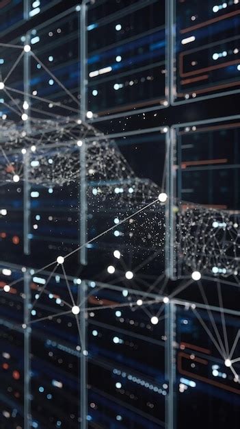 Big Data Sci Fi Abstract Background With Particles On Optical Fiber Digital Network Connecting