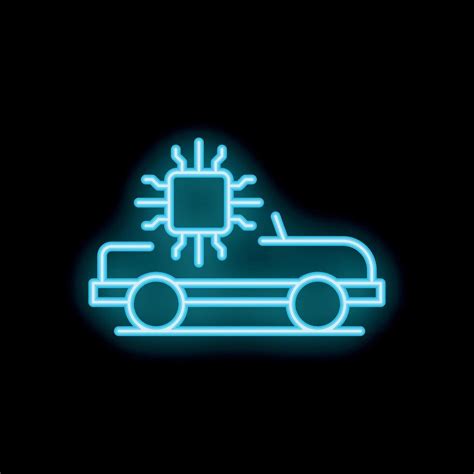 Neon Icon Of Self Driving Autonomous Vehicle With Ai Chip 52850736