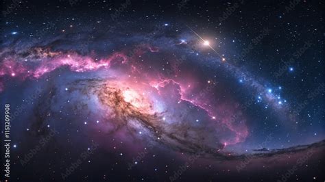 360 Degree Equirectangular Projection Space Background With Nebula And Stars Environment Map