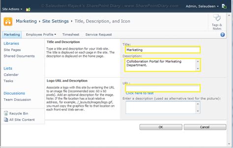 Customizations Sharepoint Diary