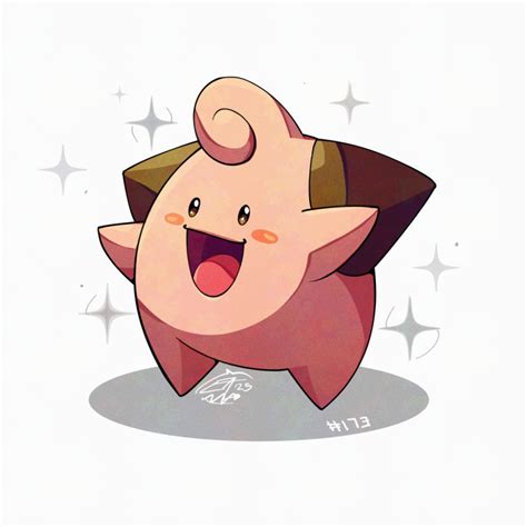 Mistray Art Cleffa Nintendo Pokemon Blush Stickers Gen 2 Pokemon Looking At Viewer No