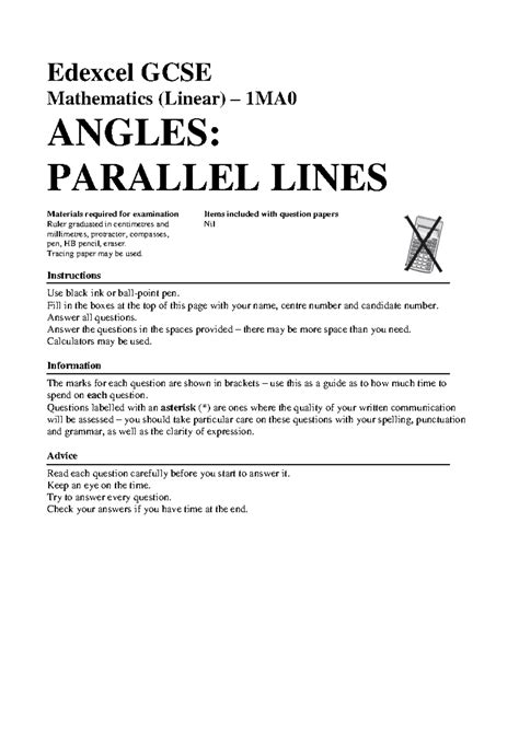 33 Angles Parallel Lines Edexcel Gcse Mathematics Linear 1ma