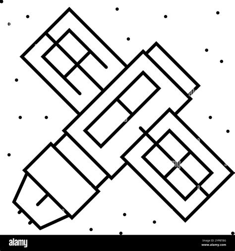Orbiting Spacecraft Space Exploration Line Icon Vector Illustration