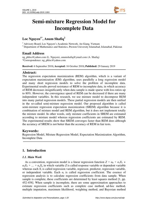 Pdf Semi Mixture Regression Model For Incomplete Data