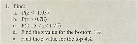 Solved Find A P Z 0 78 C Z1 Z4