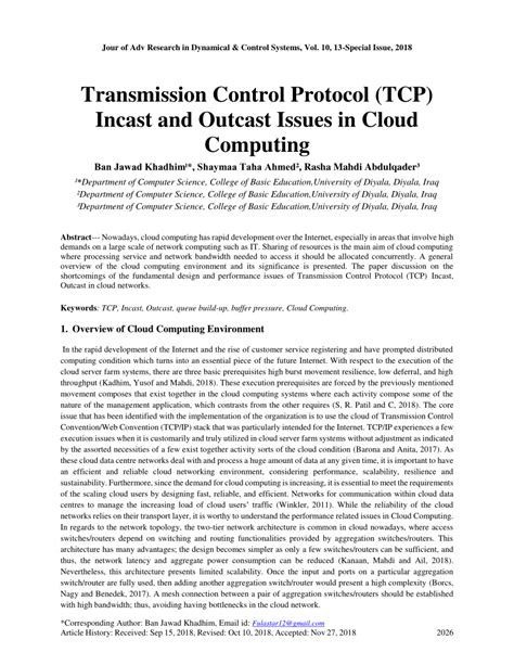 Pdf Transmission Control Protocol Tcp Incast And Outcast Issues In Cloud Computing