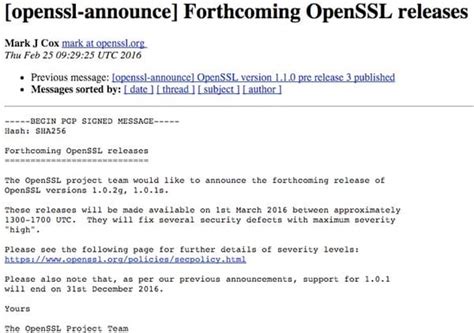 Mystery High Severity Bugs In Openssl To Be Patched On Tuesday • Graham Cluley