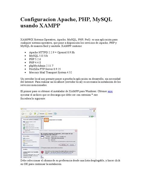 Configuracion Apache Php Mysql Usando Xampp Pdf Software De Red