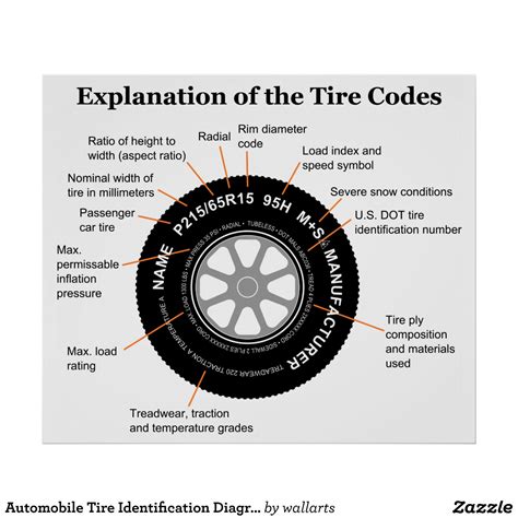 Automobile Tire Identification Diagram Poster Zazzle Com Automotive Mechanic Automotive