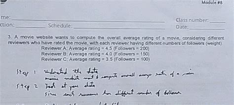 Module Me Ction Schedule Class Number Date StudyX
