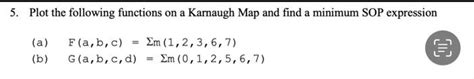 solved plot the following functions on a karnaugh map and