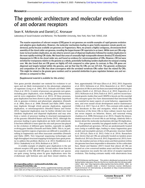 Pdf The Genomic Architecture And Molecular Evolution Of Ant Odorant