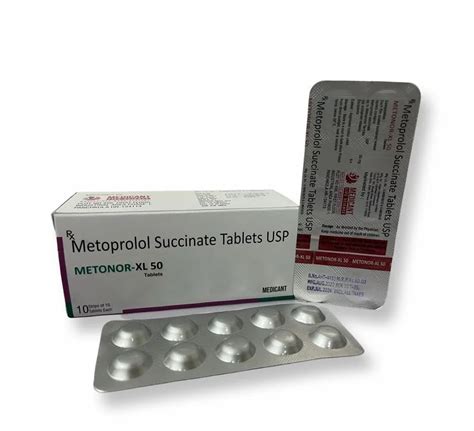 Metoprolol Succinate Tablets Usp Metonor Xl 50 Packaging Type Box At