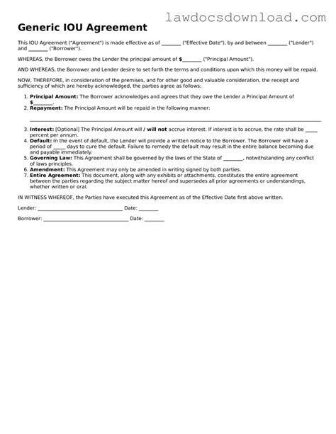 Free Iou Forms Printable Template