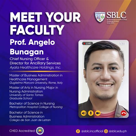 Sblc Meet Your Faculty In Sblc Graduate School