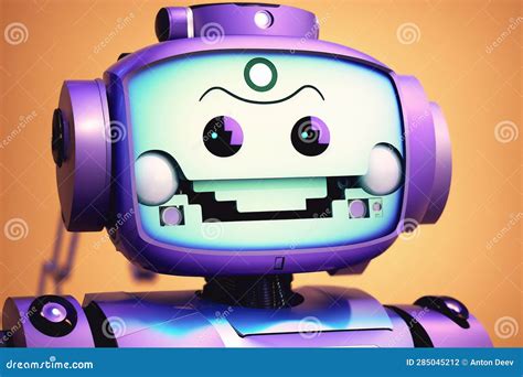 Robot With A Smile On His Face Cyborg With A Happy Expression On His Face Generative Ai Stock
