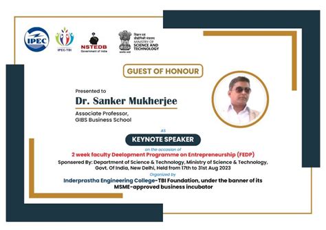 Dr Sankar Mukherjee On Linkedin Honored To Received Recognition From Ministry Of Science And