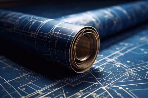 Premium Photo Macro Shot Of A Rolled Up Architectural Blueprint