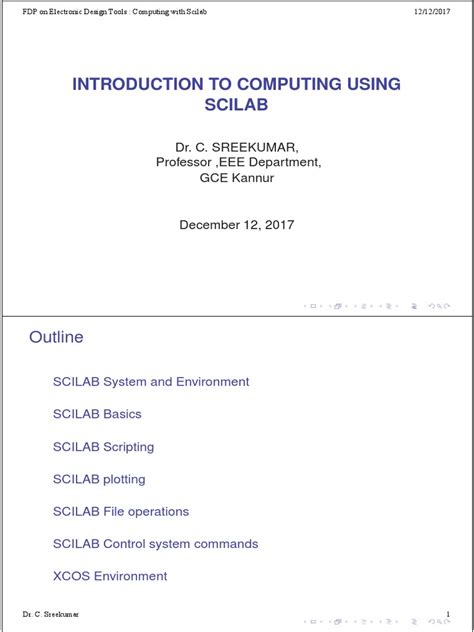Handout Scilab Computing Gcek Pdf Computing Teaching Mathematics