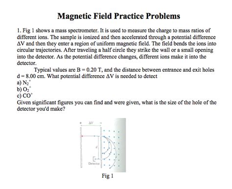 Solved Magnetic Field Practice Problems Fig 1 Shows A Mass