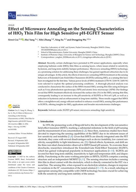 Pdf Effect Of Microwave Annealing On The Sensing Characteristics Of Hfo2 Thin Film For High