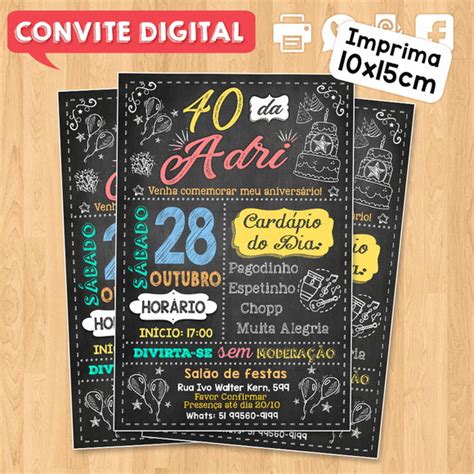 Convite Digital Festa De Aniversário 40 Anos Elo7