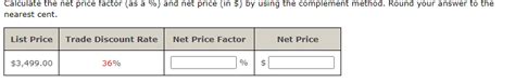 Solved Calculate The Net Price Factor As A And Net Chegg Com