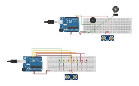 Circuit Design Sensores Ultrasonido Tinkercad