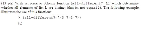 Solved Write A Recursive Scheme Function All Different