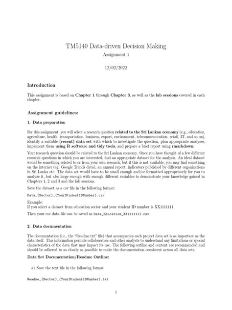 Tm5140 Data Driven Decision Making Assignment 1 Pdf Comma