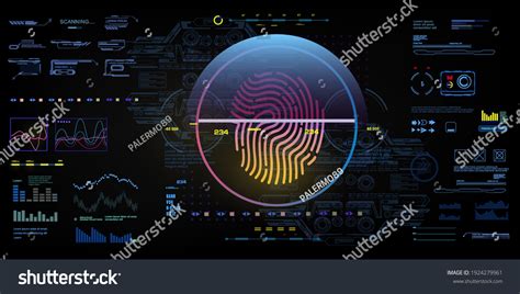 Biometric Dashboard Hud Interface Fingerprint Scanner Stock Vector Royalty Free